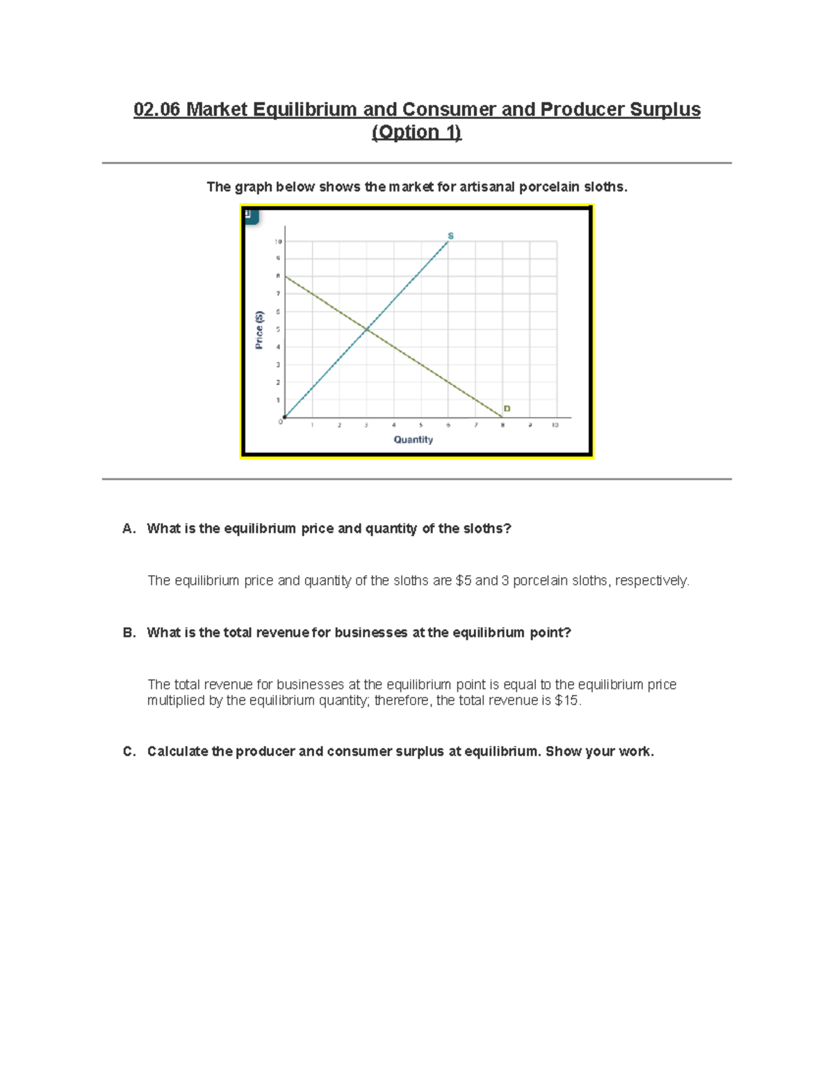 2.06 Market Equilibrium & Surplus Analysis (Option 1) - Studocu