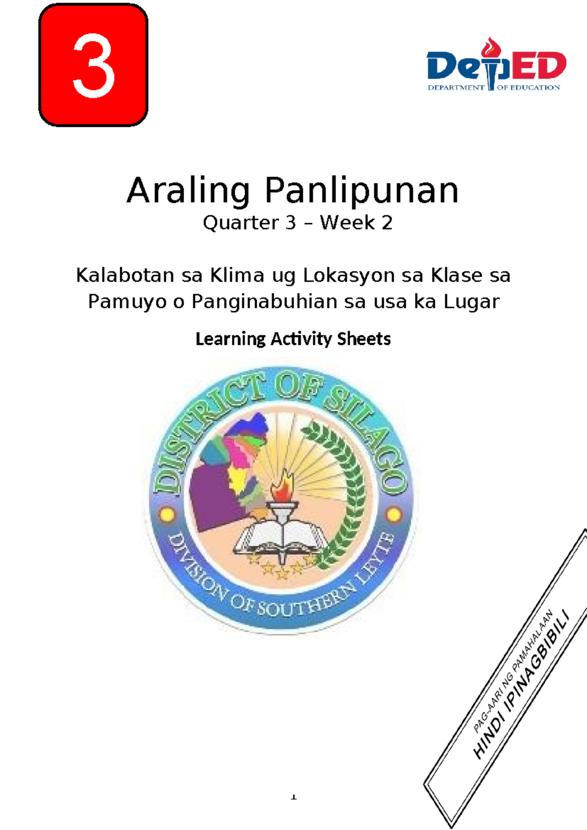 AP3 Q3 LAS2 - LP IN AP - ####### 256-`Q Araling Panlipunan Quarter 3 ...