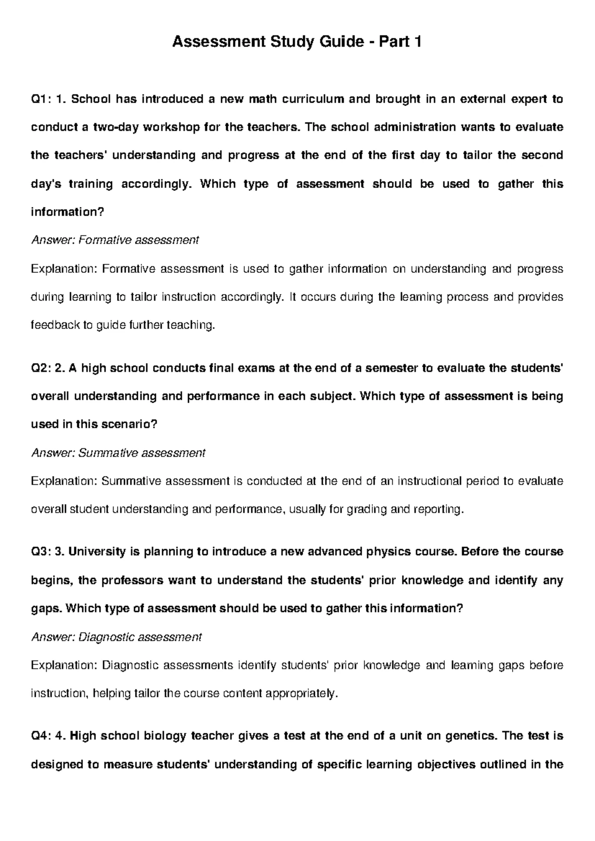Assessment Study Guide Part 4: Strategies & Domains Explained - Studocu