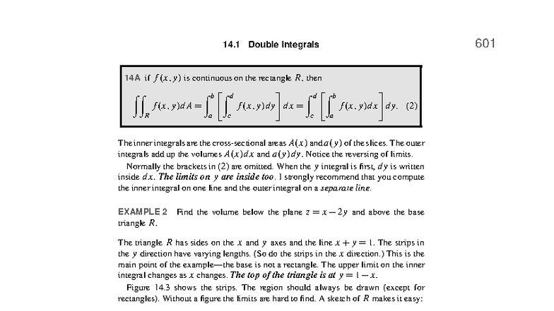 601 14.1 Double Integrals: Volume Calculations and Examples - Studocu