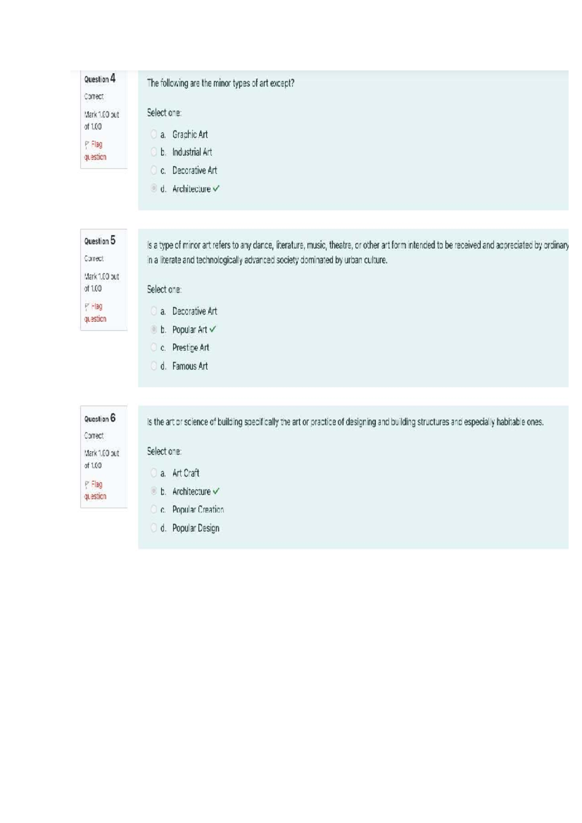 Document 5 - Quiz on Minor Art Types and Architecture - Studocu