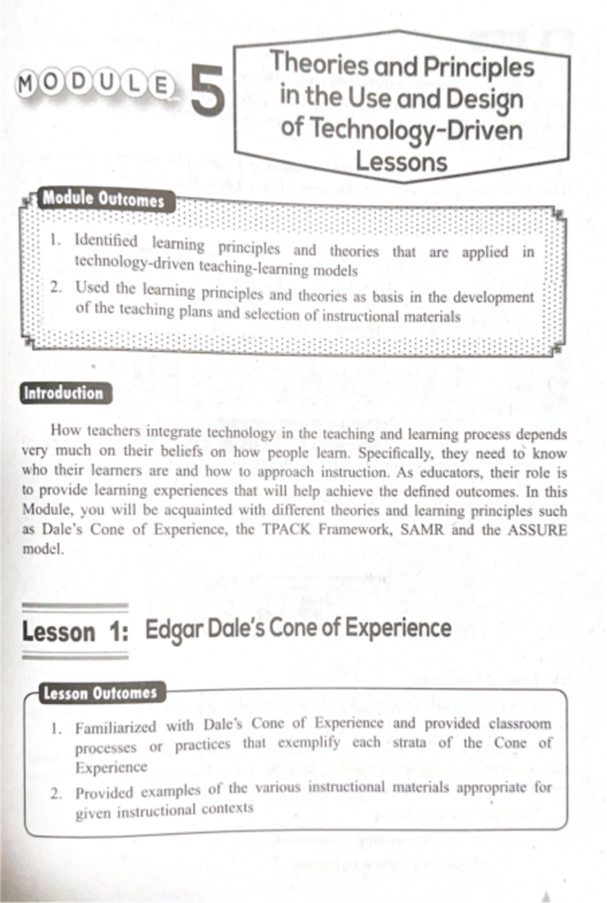 Module-5 Part-1 - For educational purposes - MODULE 5 Theories and Principles in the Use and ...