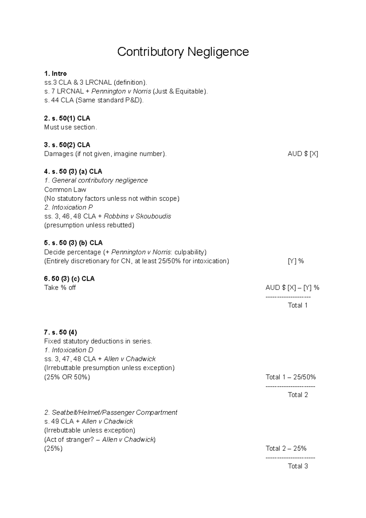 CLA 3 Contributory Negligence: Key Sections & Case Study Analysis - Studocu
