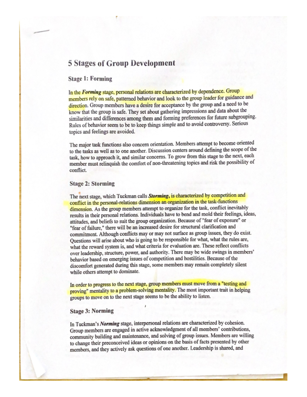 5 Stages of Group Development - Group members rely on safe, patterned ...