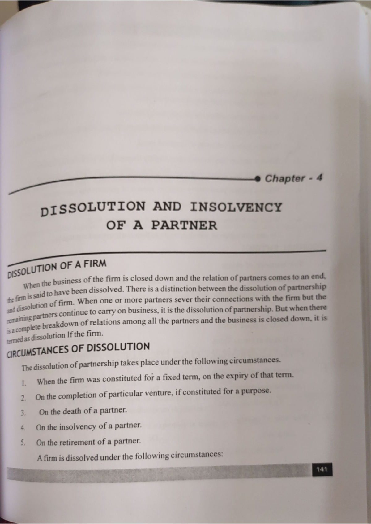 FAunit 4 [Dissolution] - Chapter 4 DISSOLUTION AND INSOLVENCY OF A PARTNER DISSOLUTION OF A FIRM ...