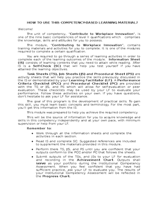 CBLM Basic Competency - TESDA CBLM - HOW TO USE THIS COMPETENCY-BASED ...