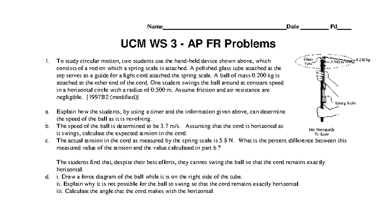 WS 3 AP FR Circular Motion Problems and Solutions - Studocu