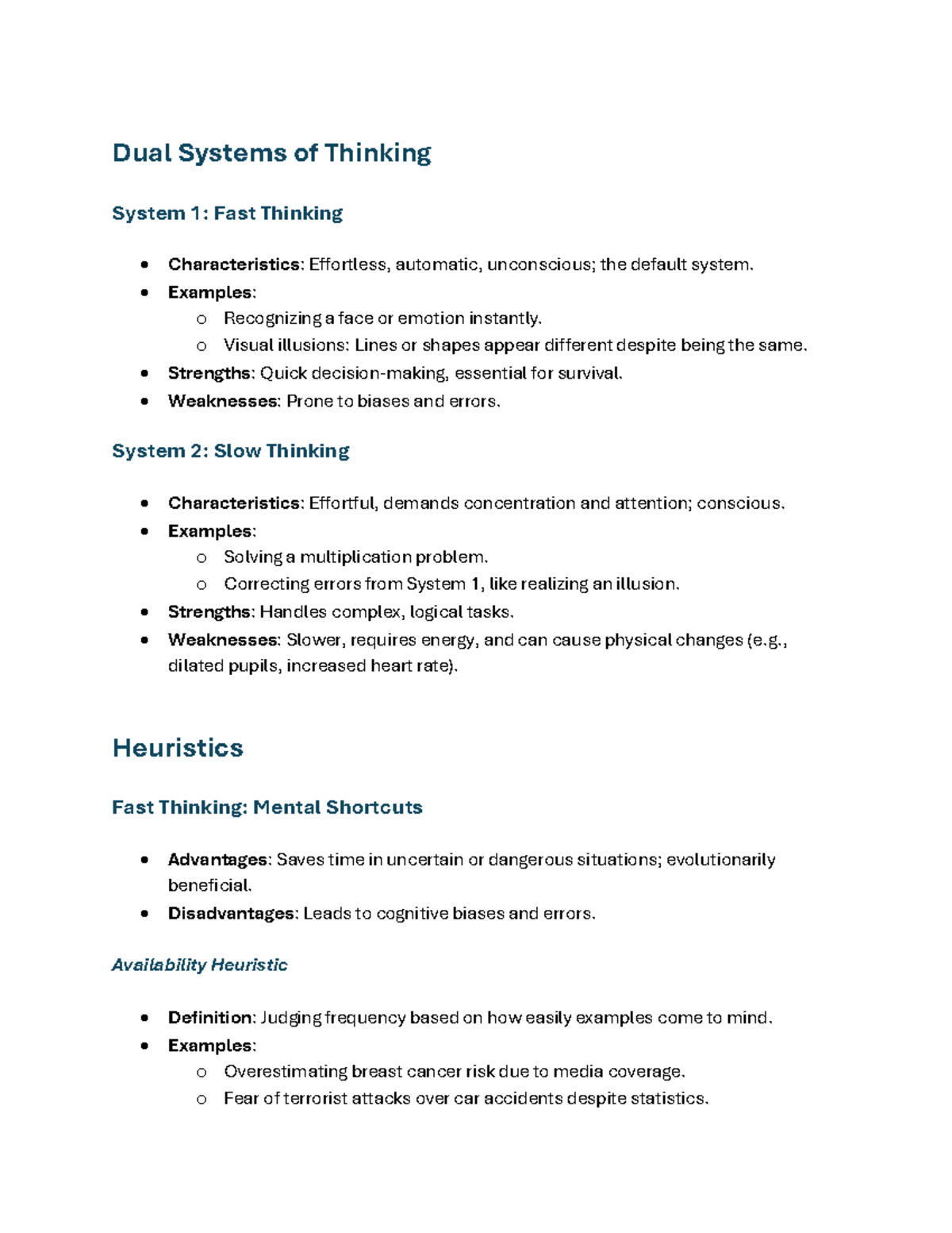 Mid notes - Dual Systems of Thinking System 1: Fast Thinking ...