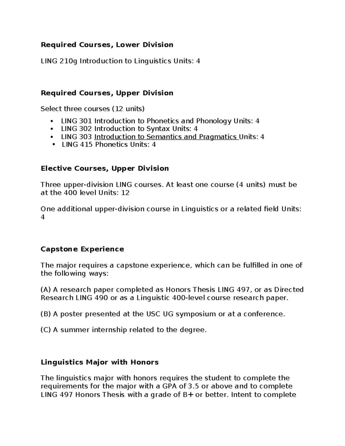 LING 210g & BA Requirements: Intro to Linguistics & Honors - Studocu
