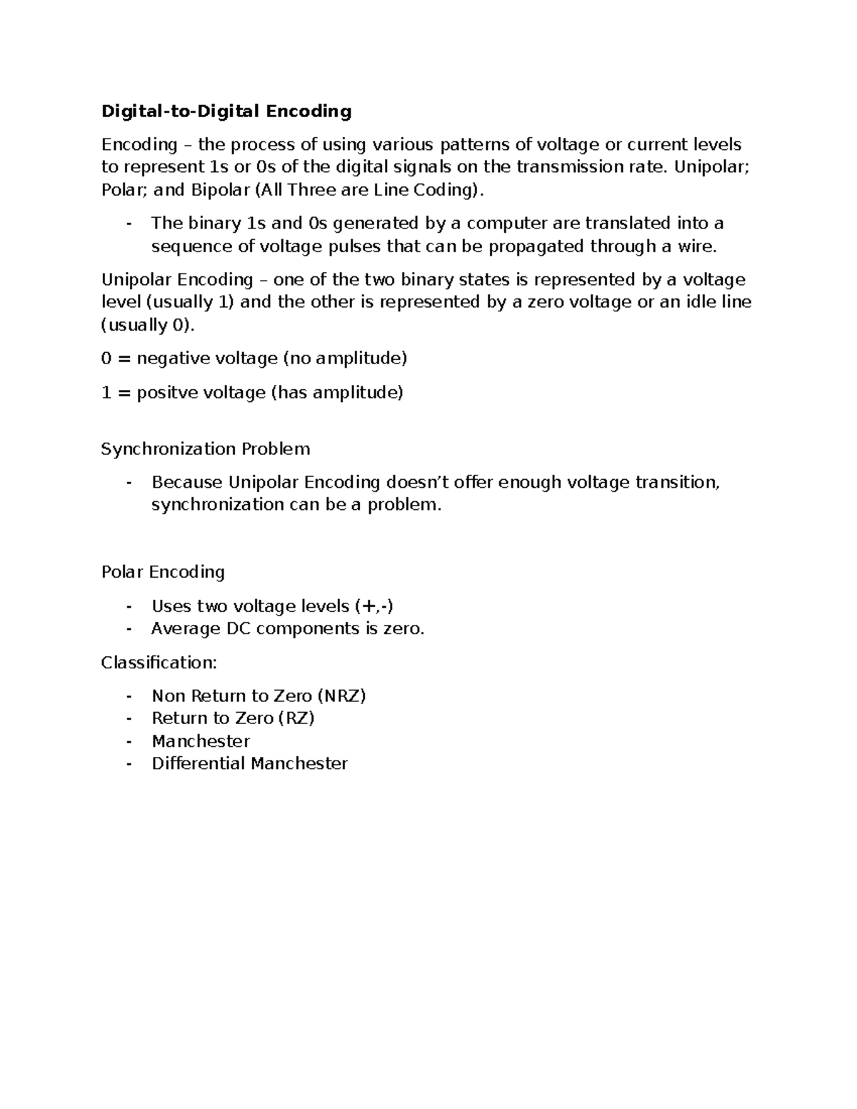 Pq4 Reviewer - practice quiz 4 - Digital-to-Digital Encoding Encoding ...