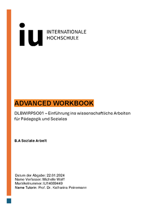 Advanced Workbook Einführung in das wissenschaftliche Arbeiten - IU ...