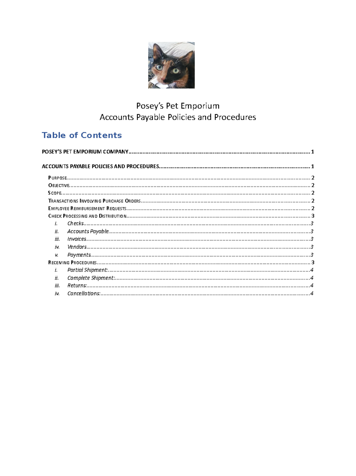 ACC 315 Posey’s Pet Emporium AP Policies & Procedures Guide - Studocu