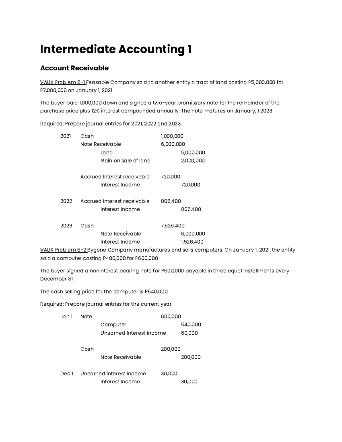 Intermediate Accounting 1: Journal Entries for Notes Receivable ...