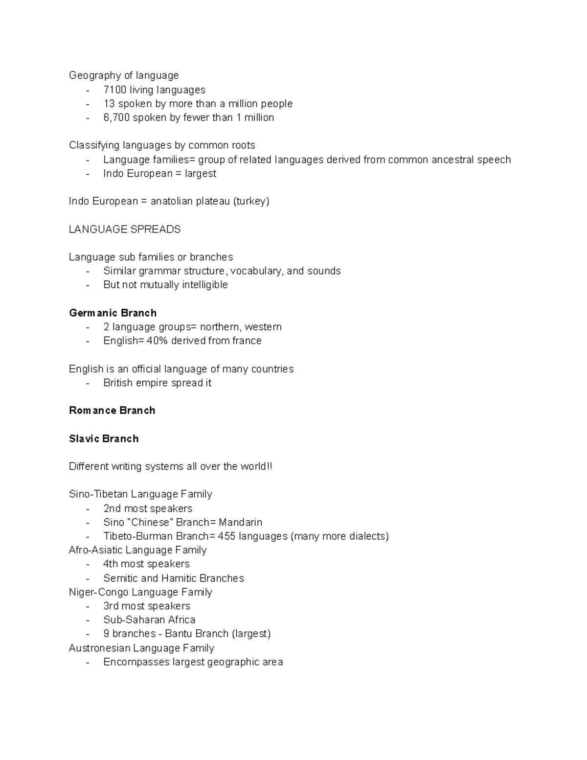 Geography of Language: Classifications and Families (HUM GEO 2) - Studocu