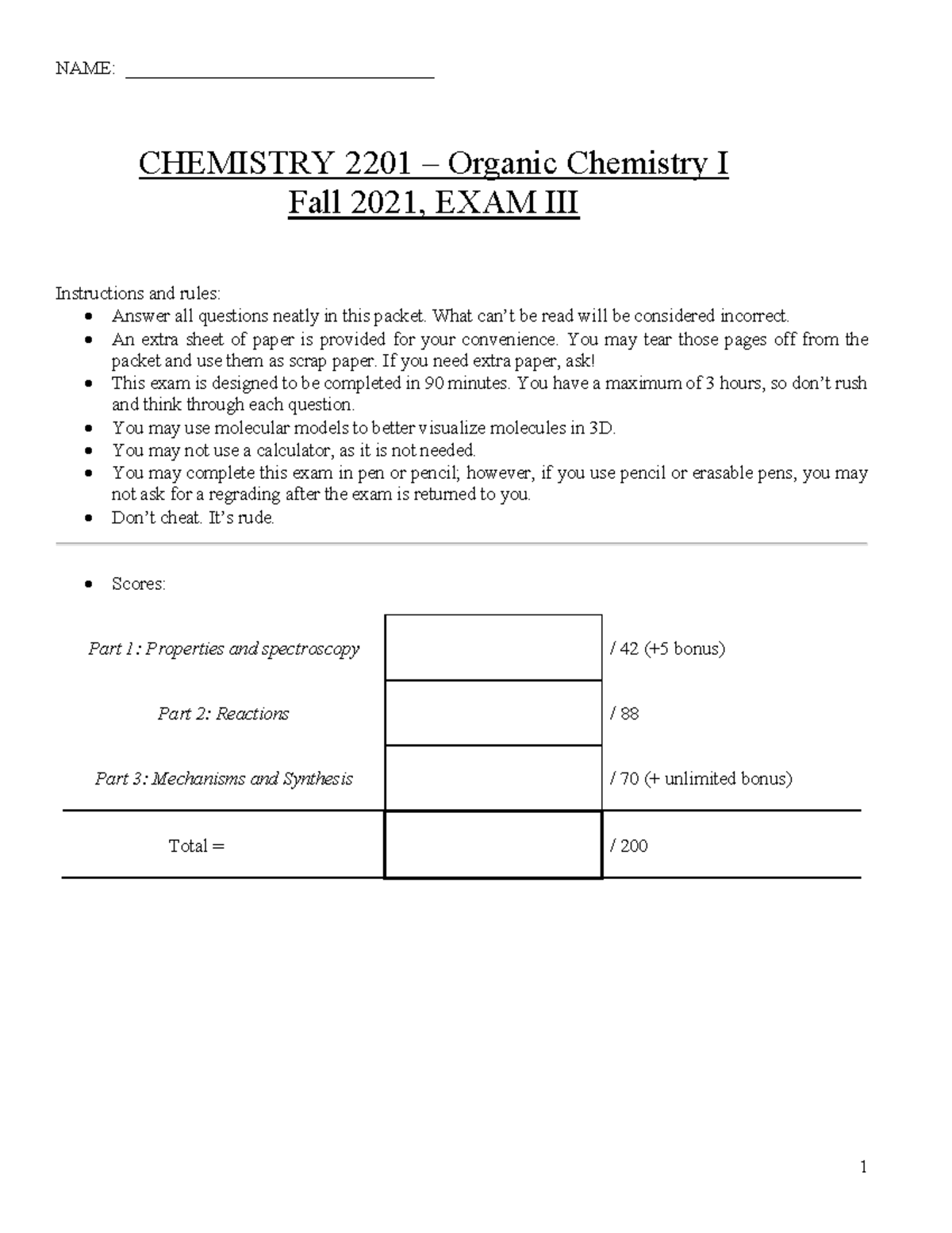 Exam 3 - practice test - NAME ...