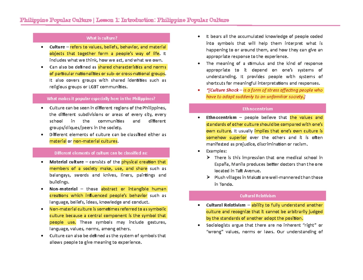 Lesson 4-5: Dimensions and Directions of Philippine Popular Culture ...