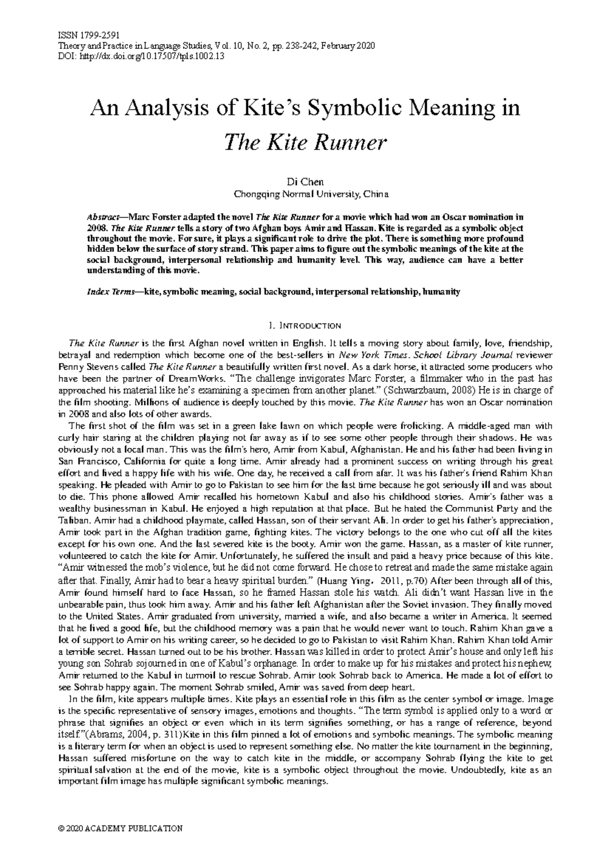 Kite Symbolism in The Kite Runner: An Analytical Essay (ENG 101) - Studocu
