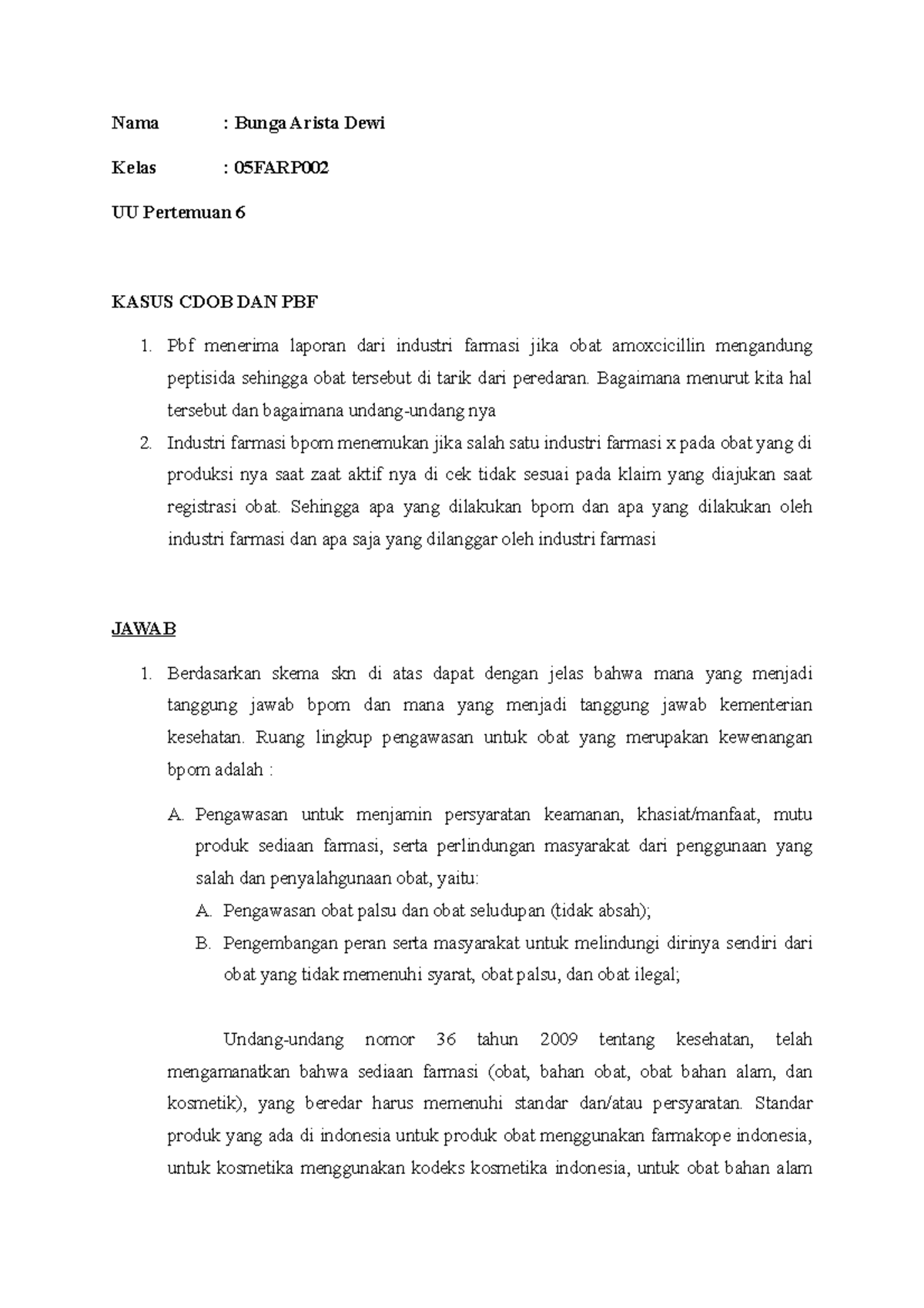 Kasus CDOB dan PBF: Tanggung Jawab BPOM dalam Pelanggaran Obat - Studocu