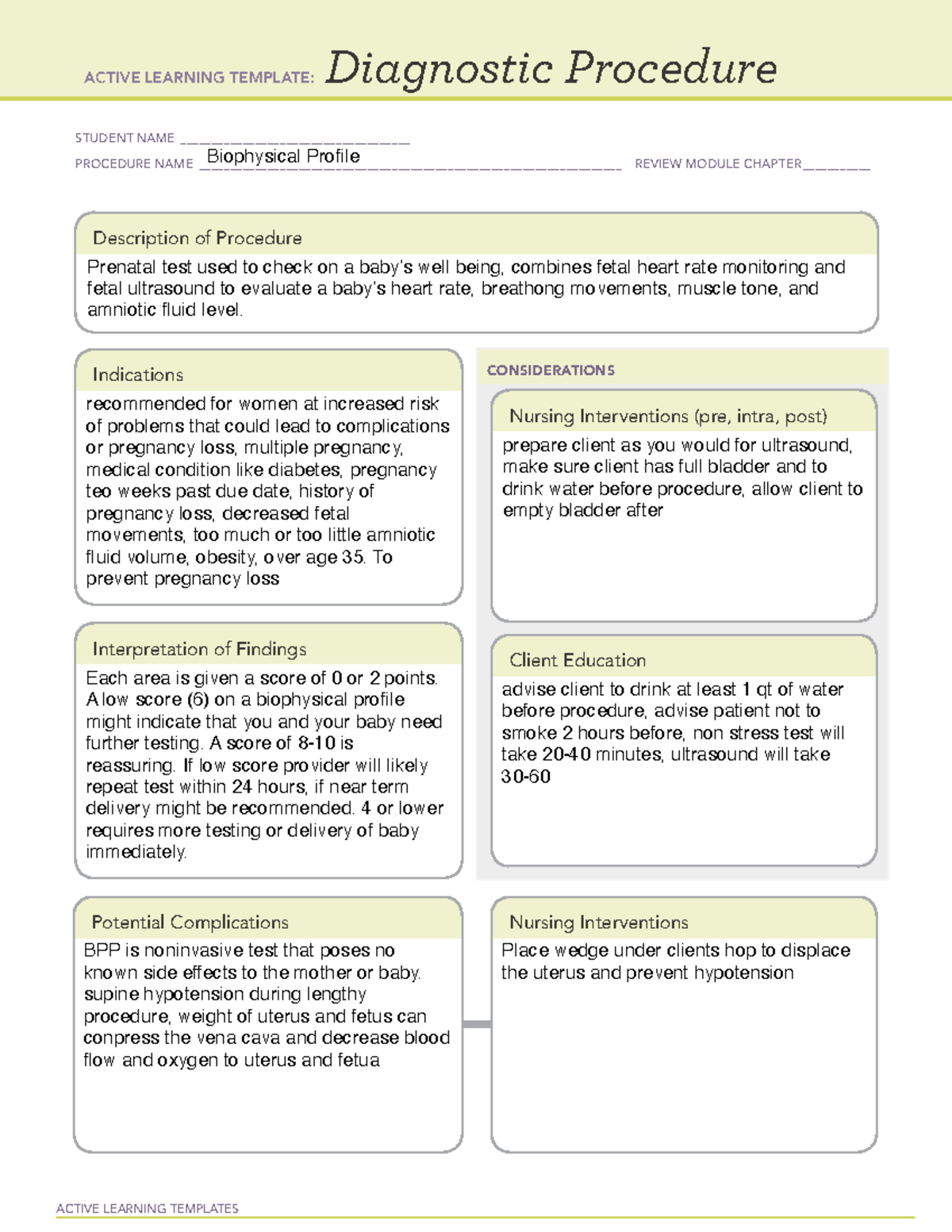 ATI Diagnostic Procedure: Biophysical Profile Overview and Guidelines ...