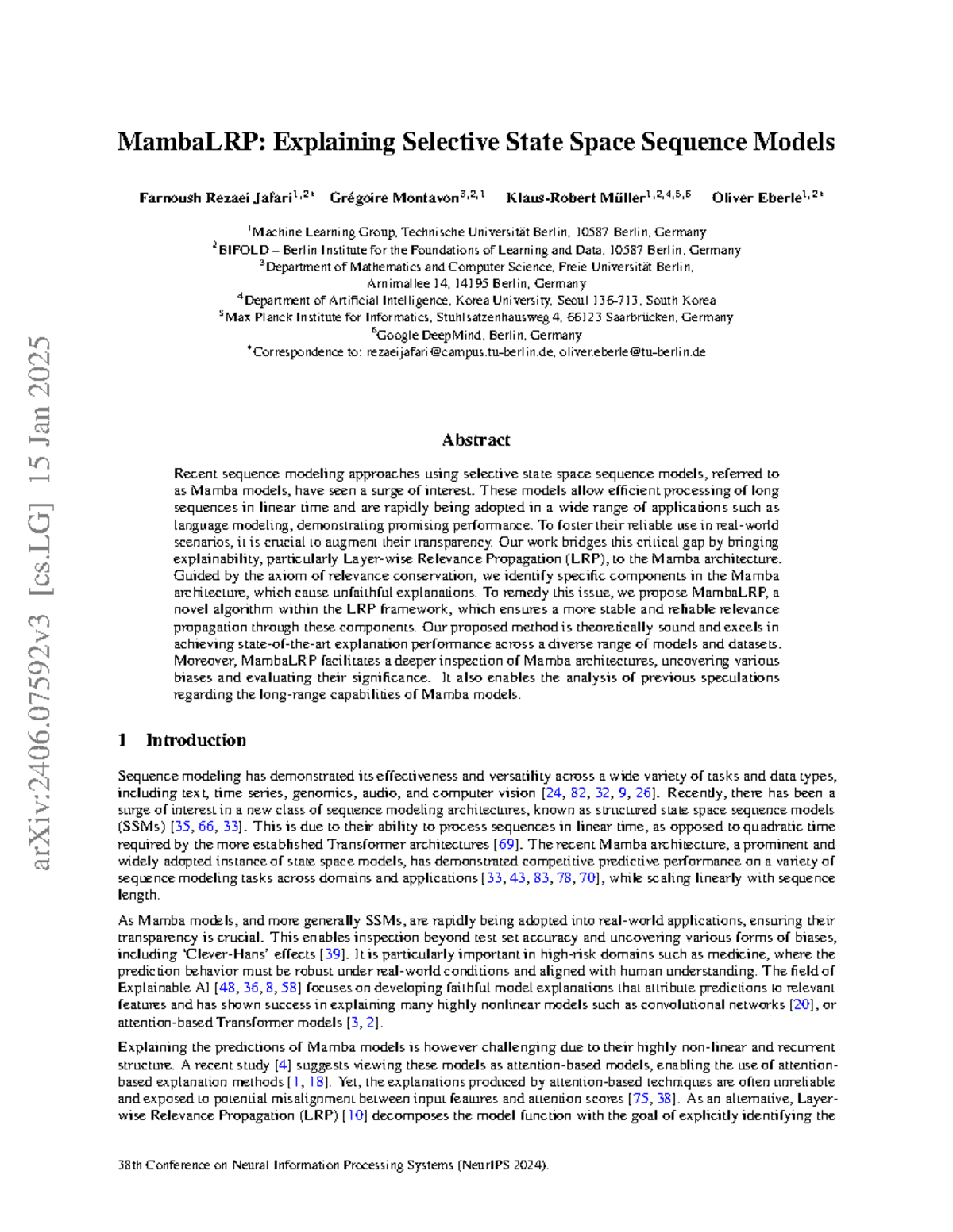 MambaLRP: Enhancing Explainability in Selective State Space Models ...
