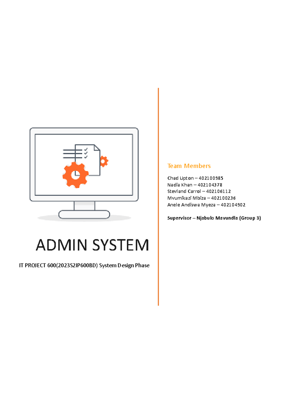 Phase 4 - IT Project 600: System Design and Architecture Overview - Studocu