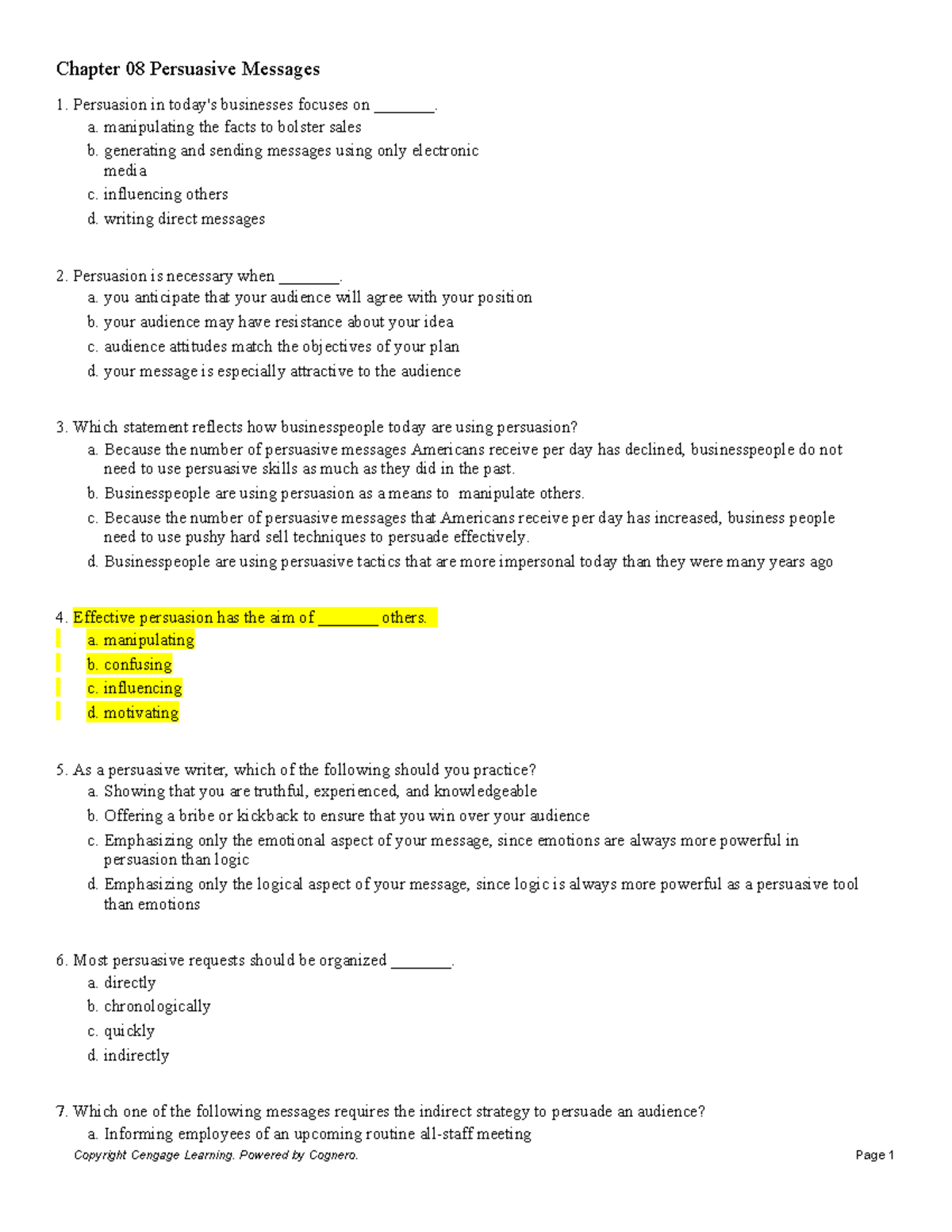 Persuasive Messages Strategies: Chapter 08 Overview and Insights - Studocu