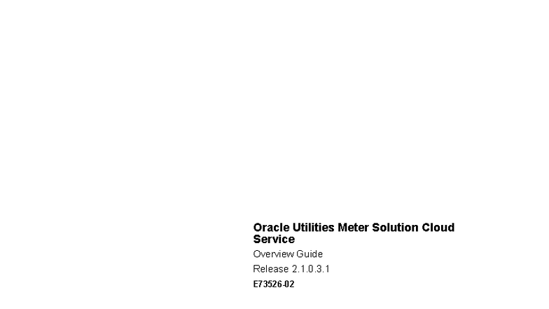 Oracle Utilities Meter Solution Cloud Service Overview Guide (Release 2 ...