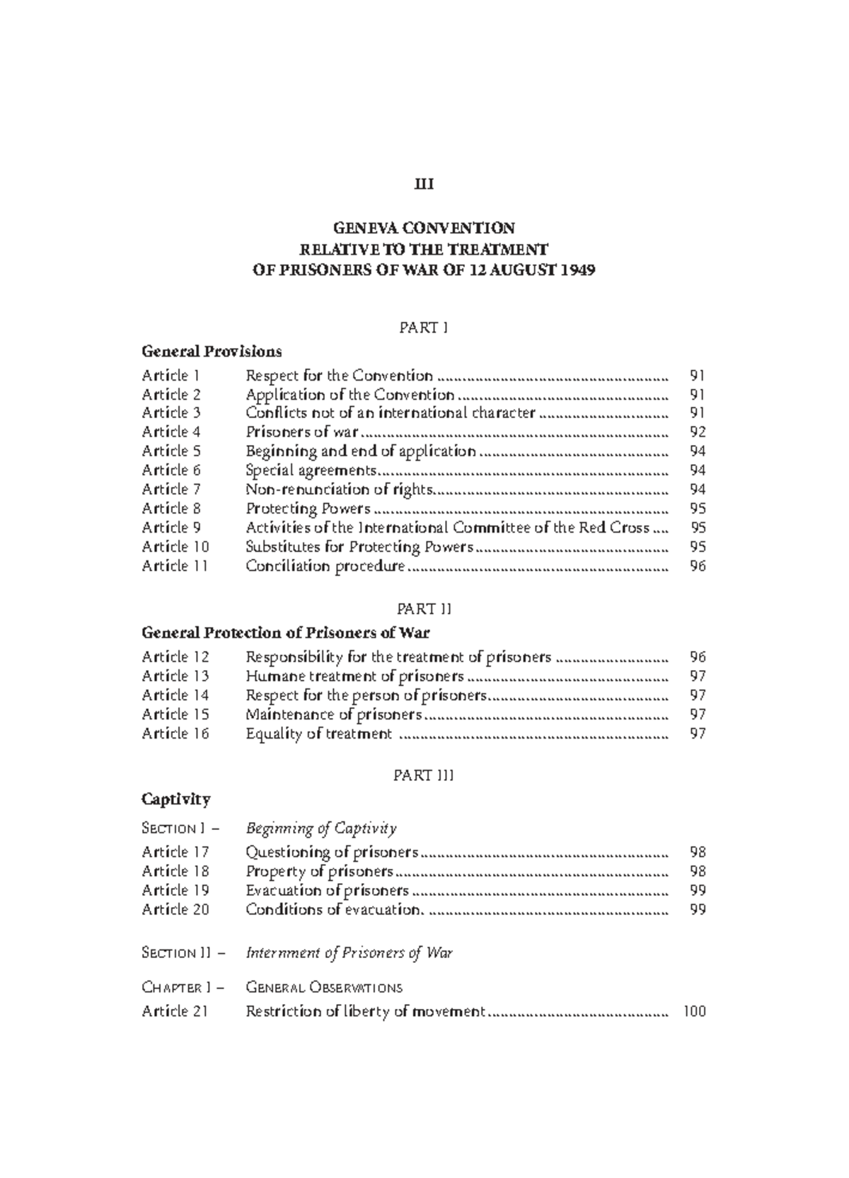 GC III - Geneva Convention on Treatment of Prisoners of War - Studocu