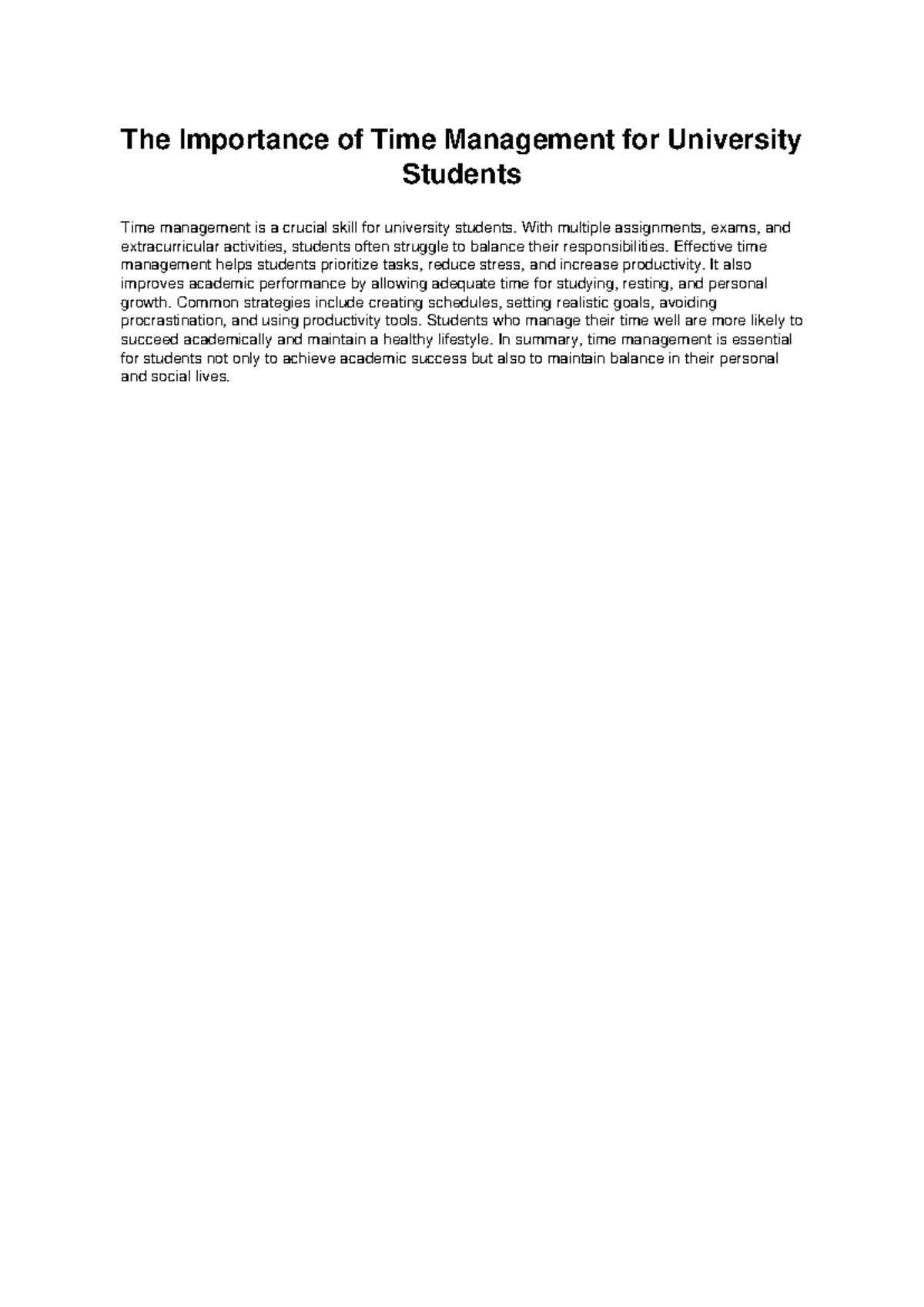 3 Time Management Notes: Essential Skills for University Success - Studocu