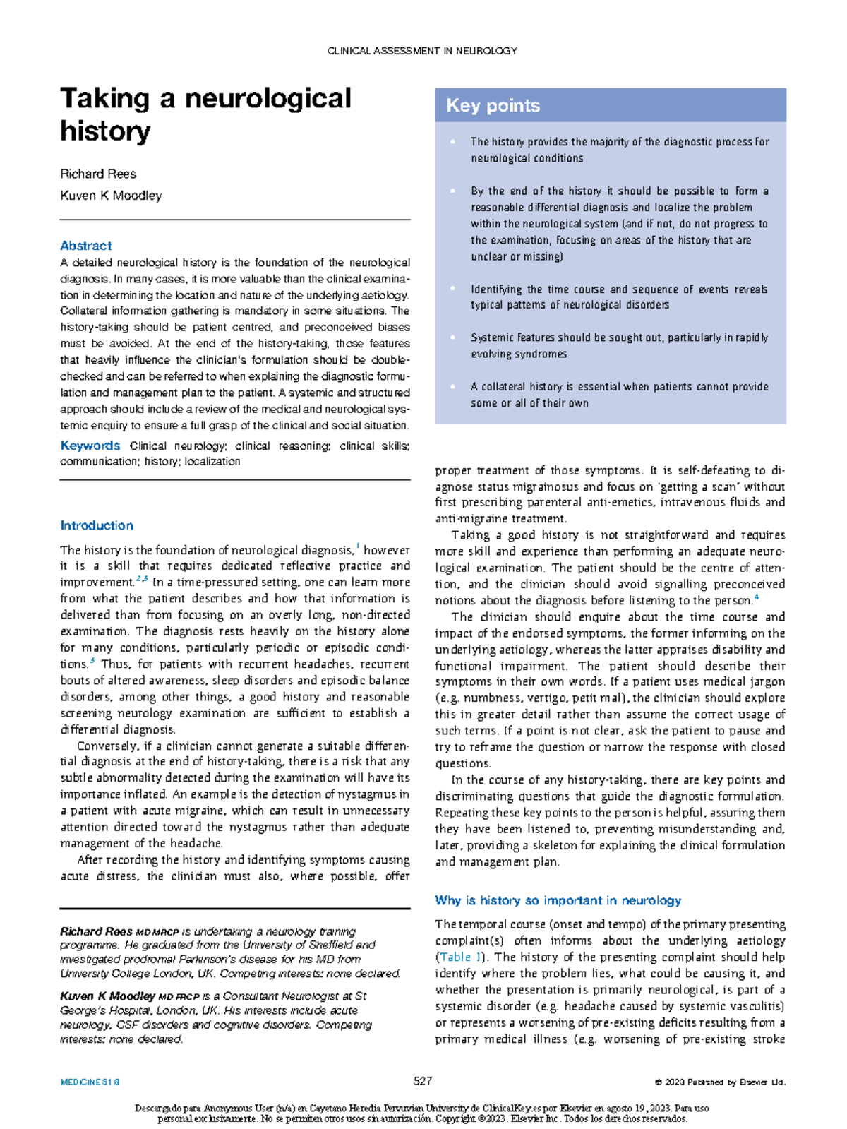Neurology History-Taking: Key Insights for Diagnosing Patients - Studocu