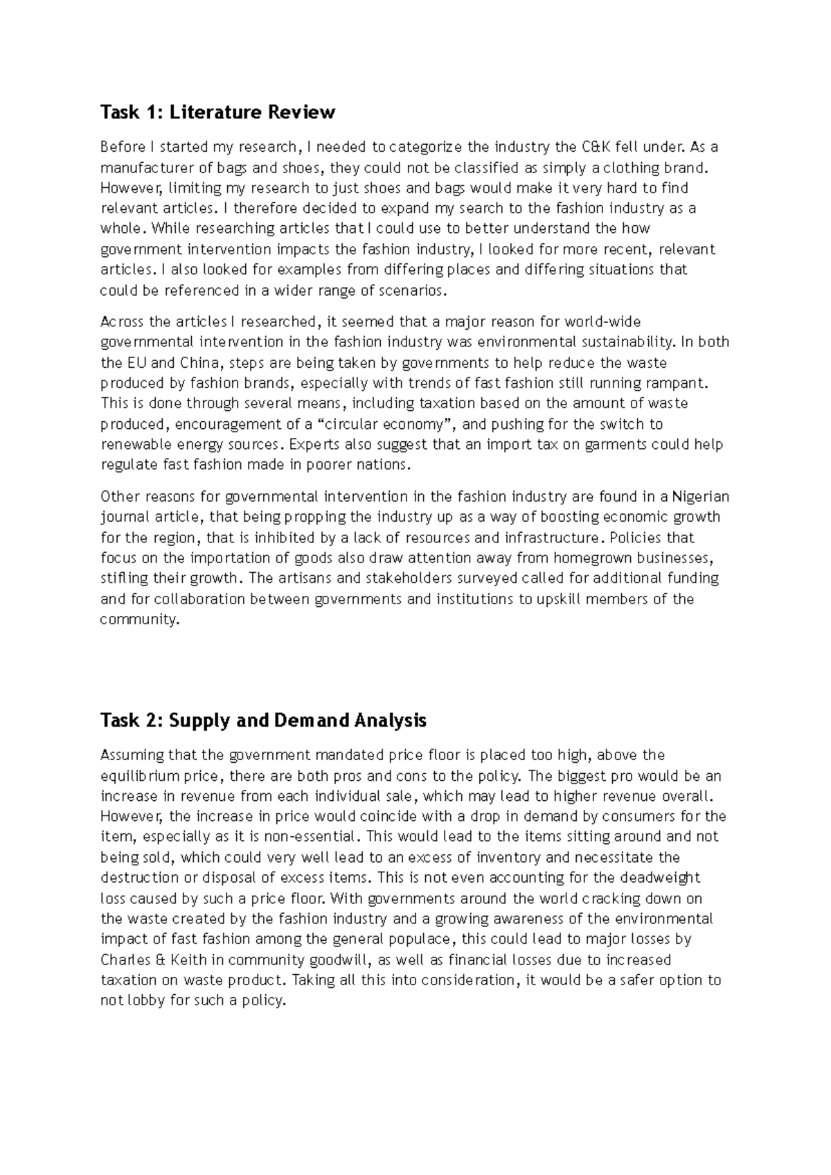 BUSM 2563 Assignment 2: Literature Review & Economic Analysis - Studocu