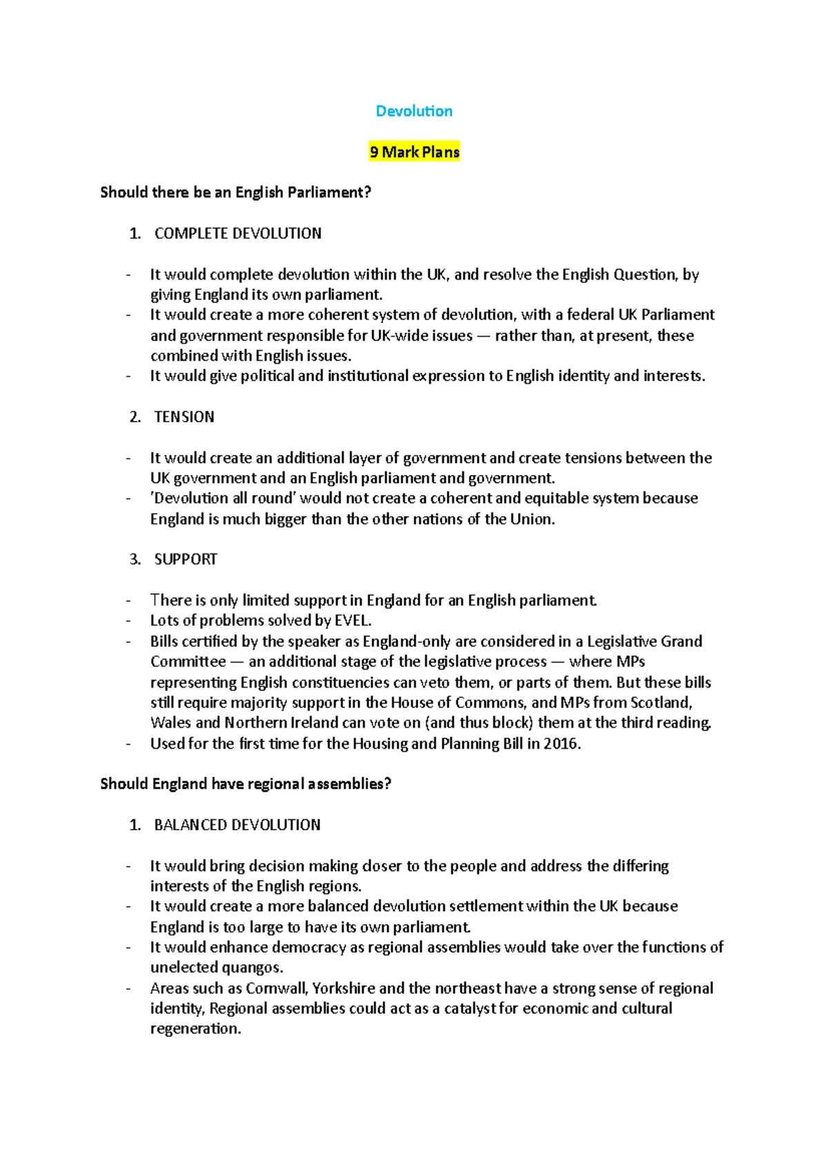 Politics- Evaluating the Threat of Devolution to UK Unity - Studocu