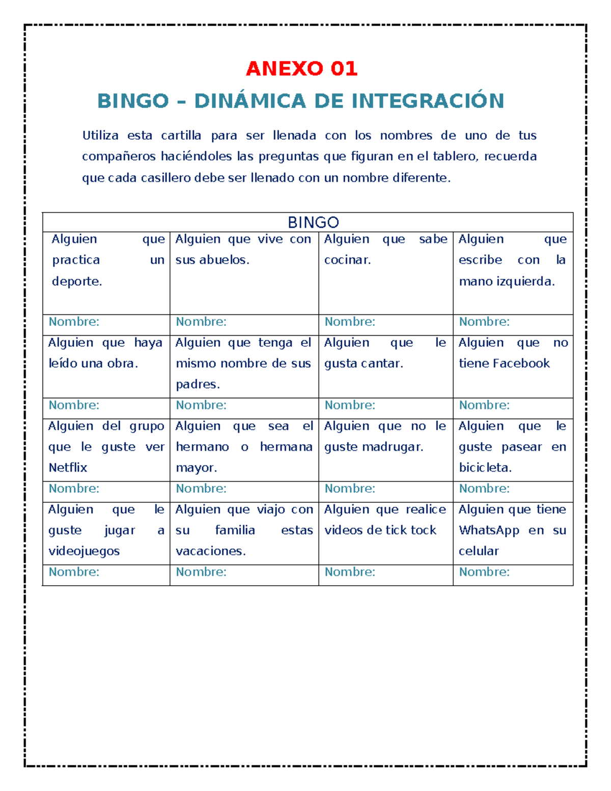 Bienvenida - Dinámica de Integración - 2° CYT - Studocu