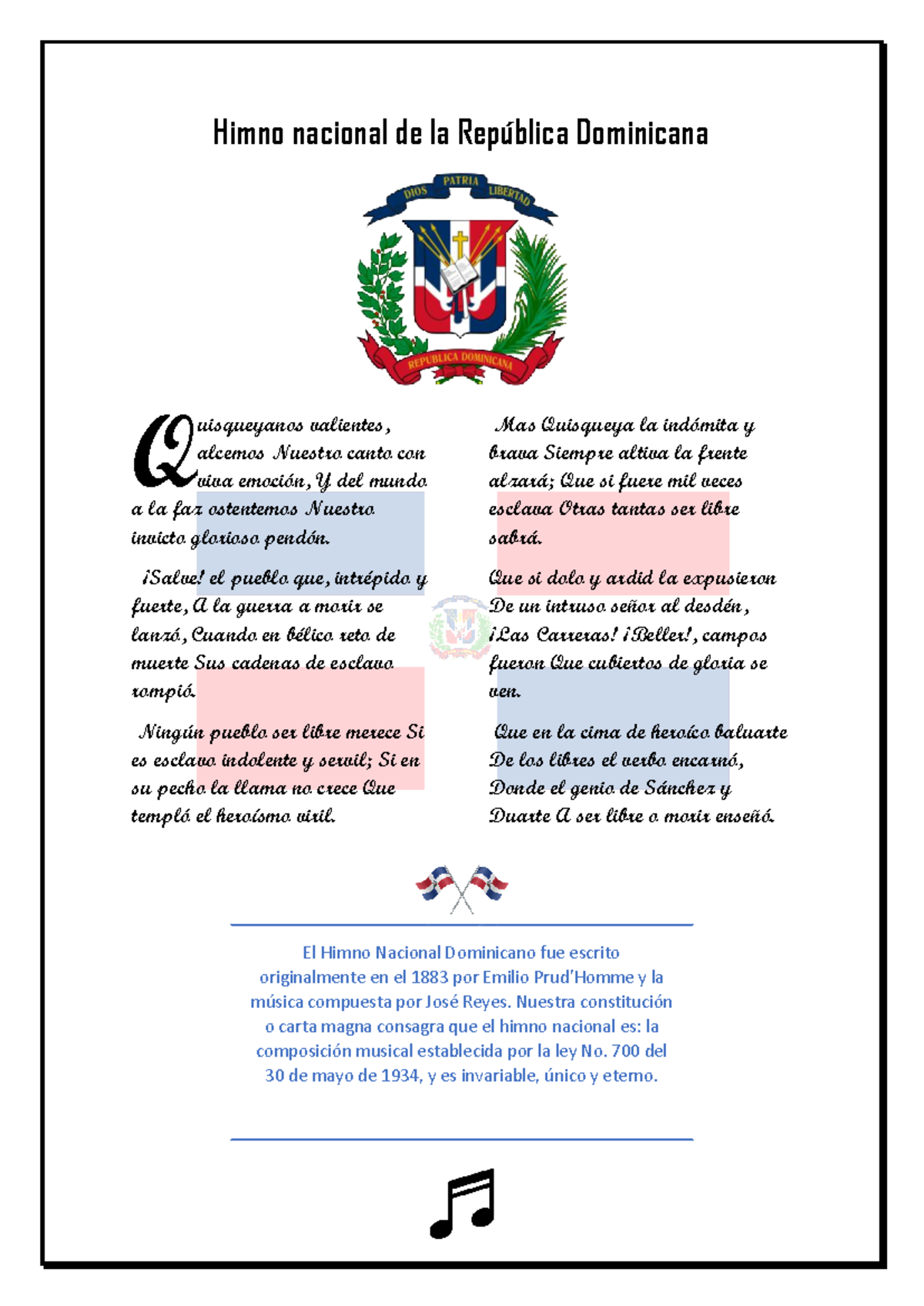 Himno Nacional de la República Dominicana - Tarea 3.2 Periodismo - Studocu