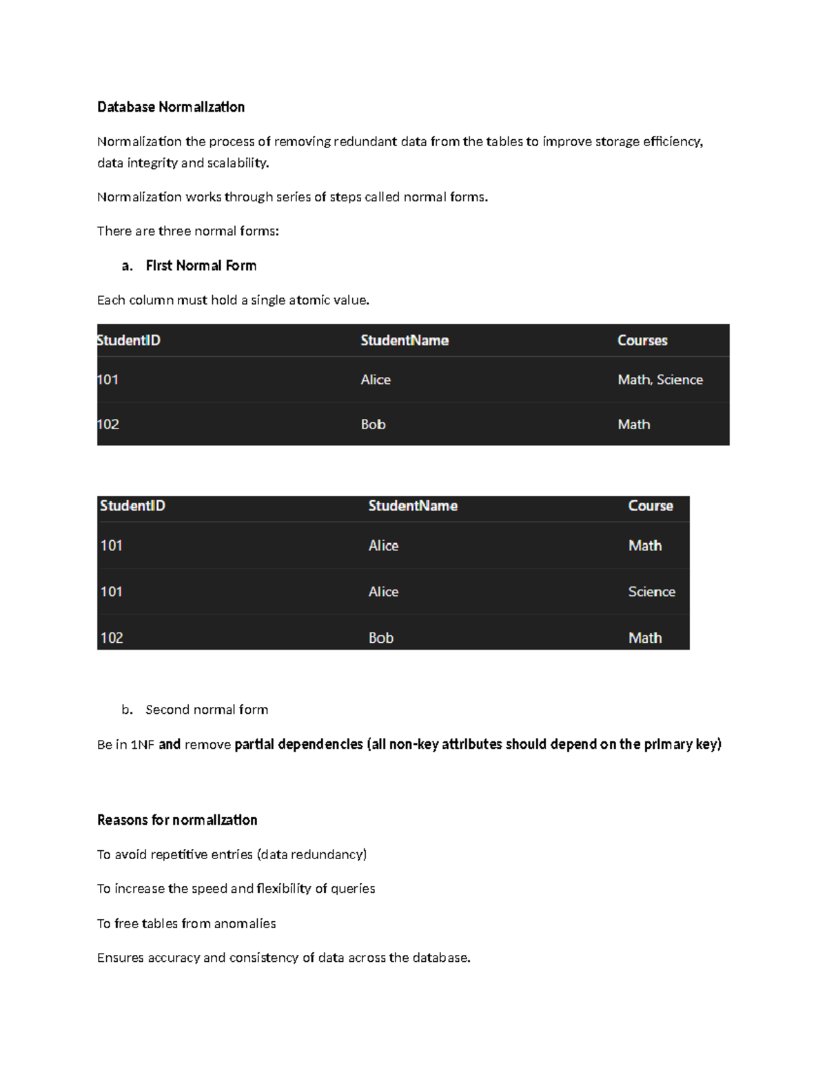 Database Normalization: Key Concepts and Steps - Studocu