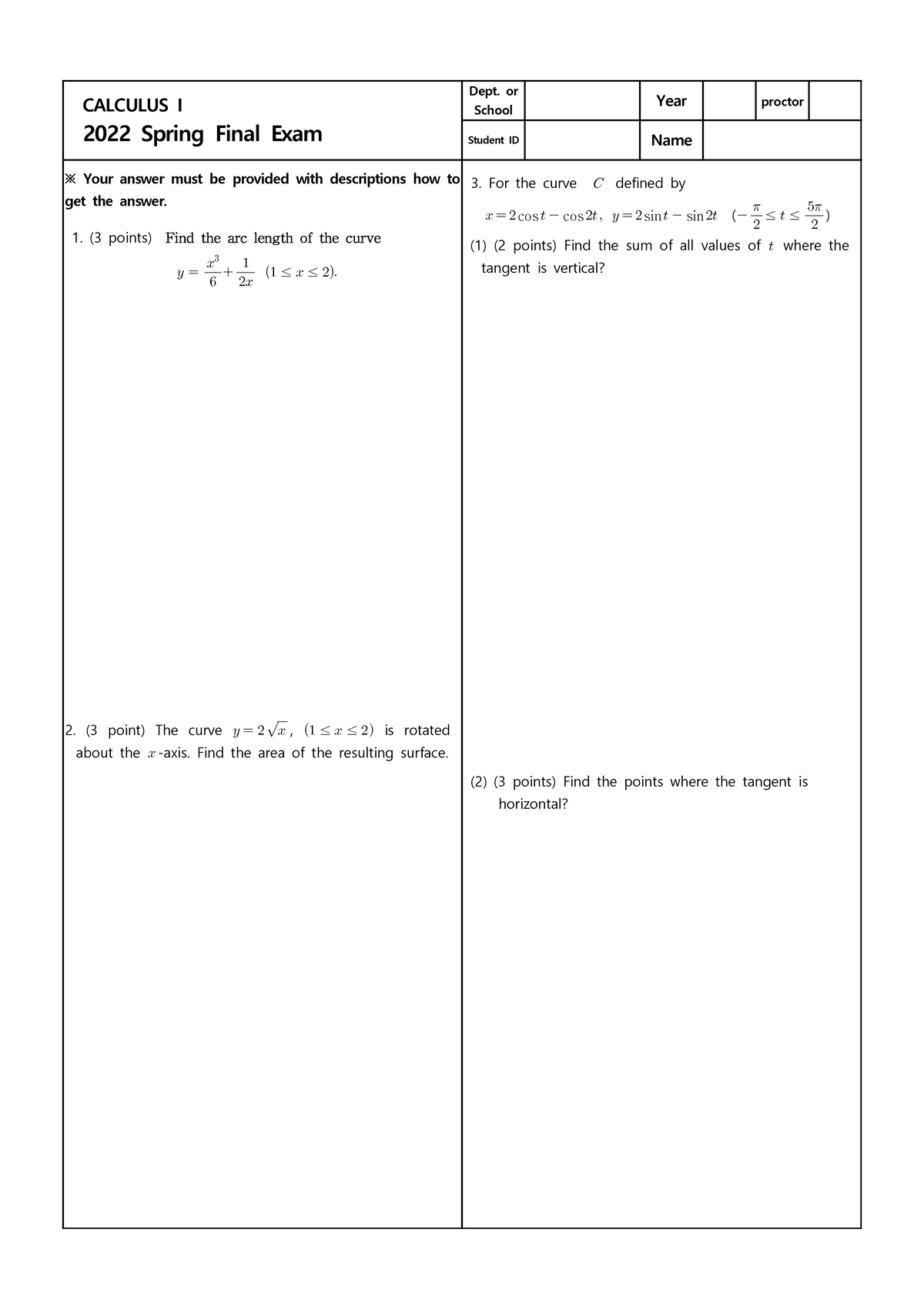 CALCULUS I 2022 Spring Final Exam Review and Solutions - Studocu