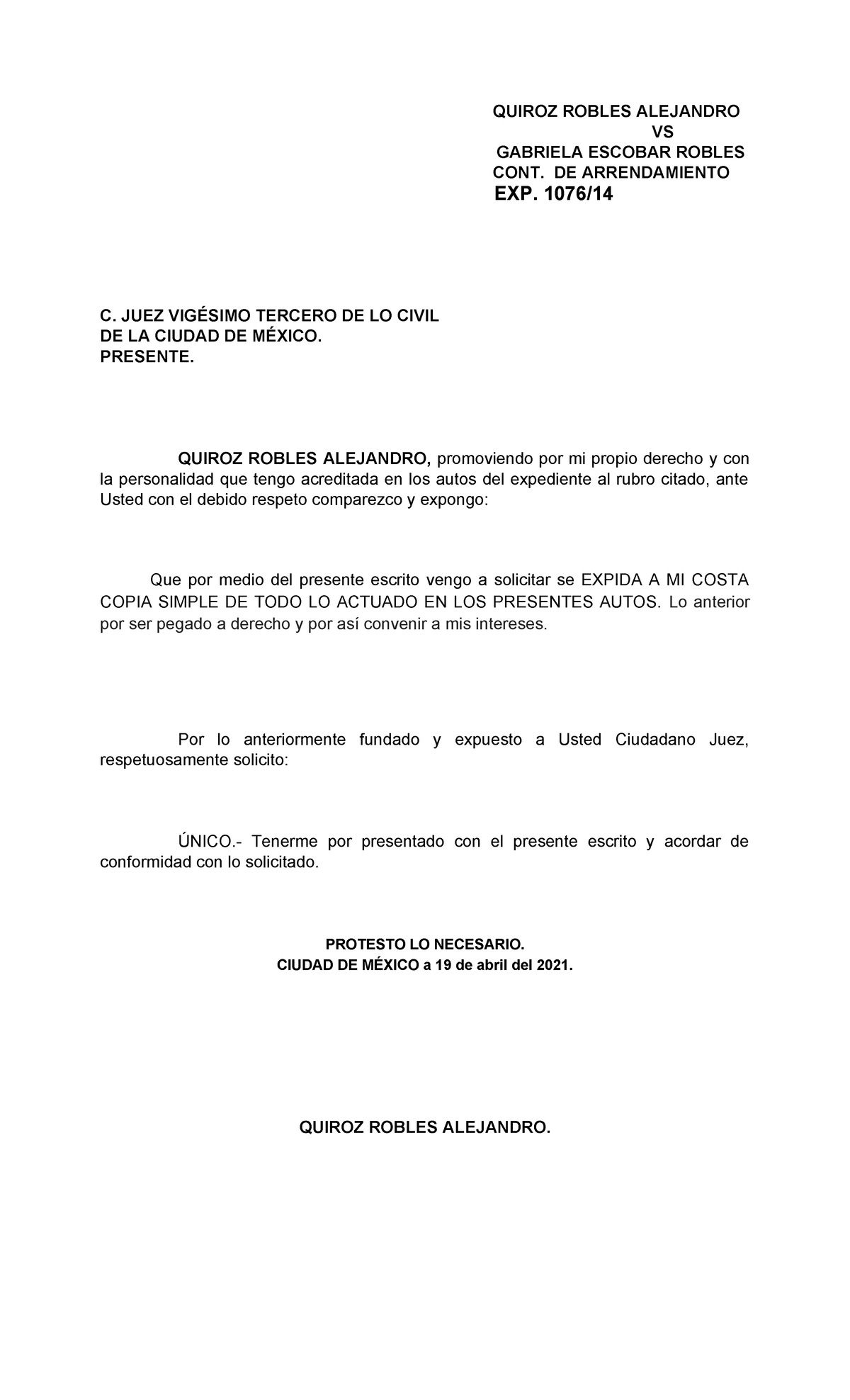 Autorización de Solicitud de Copia Simple - 19 Abr 21 - Studocu