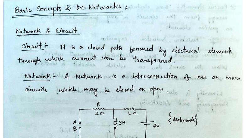 BEE 101: Basic Concepts of DC Networks and Circuit Analysis - Studocu