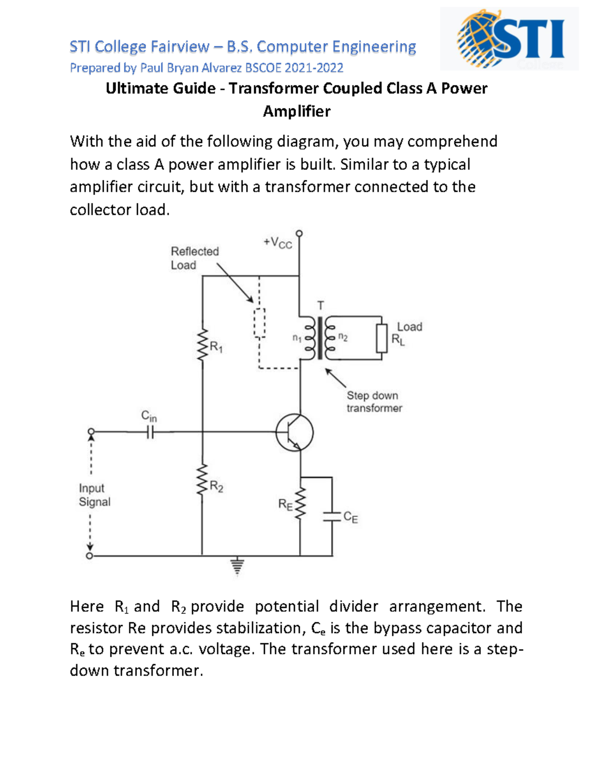 Transformer Coupled Class A Power Amplifier: An Ultimate Guide - Studocu