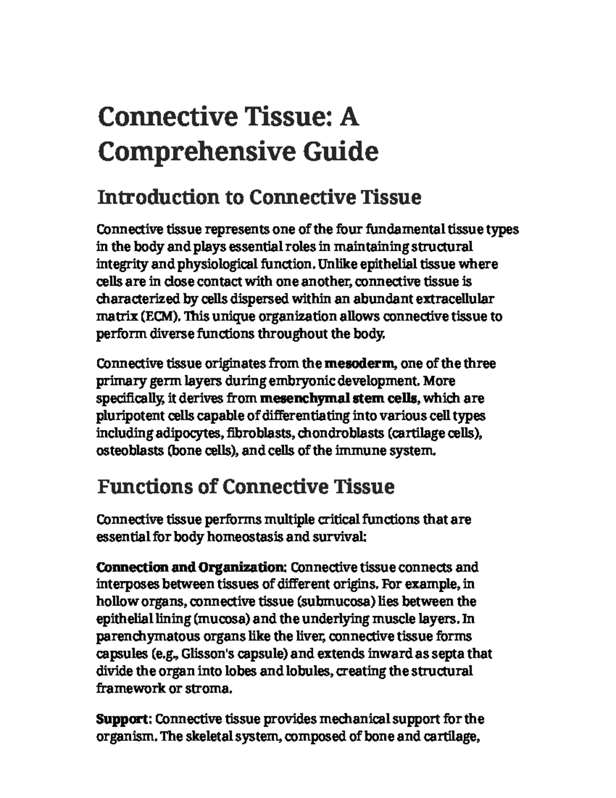 Histology of Connective Tissue: A Comprehensive Overview (MED TECH 2 ...