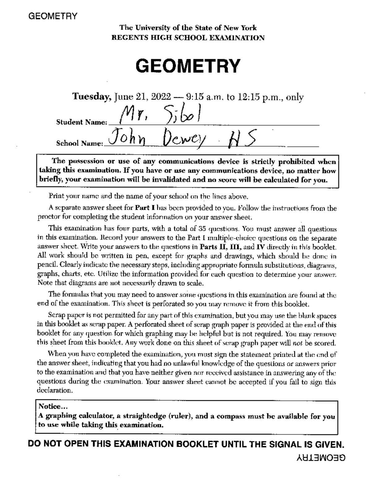 Geometry Regents Exam - June 2022 - Studocu