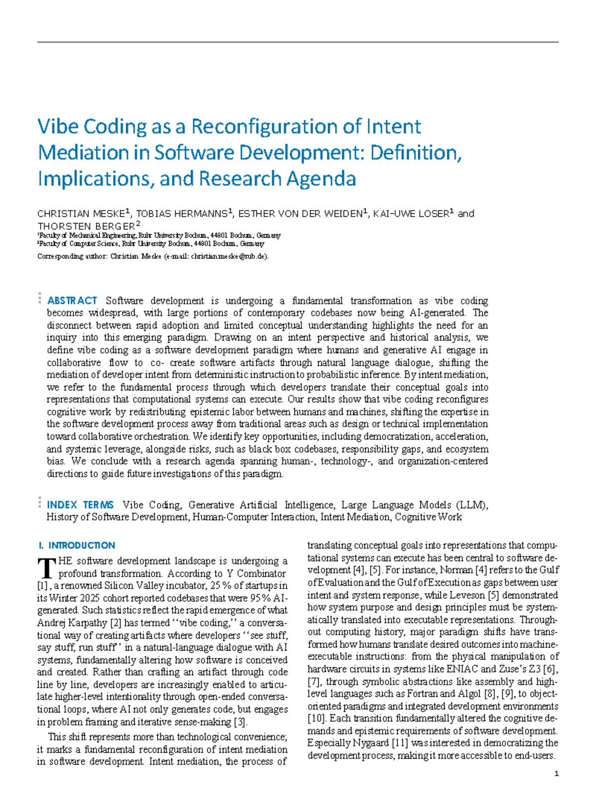 Vibe Coding (CS 101): Redefining Intent Mediation in Software ...