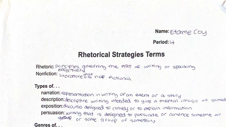 Rhetorical strategies terms for period 4: key concepts and definitions ...