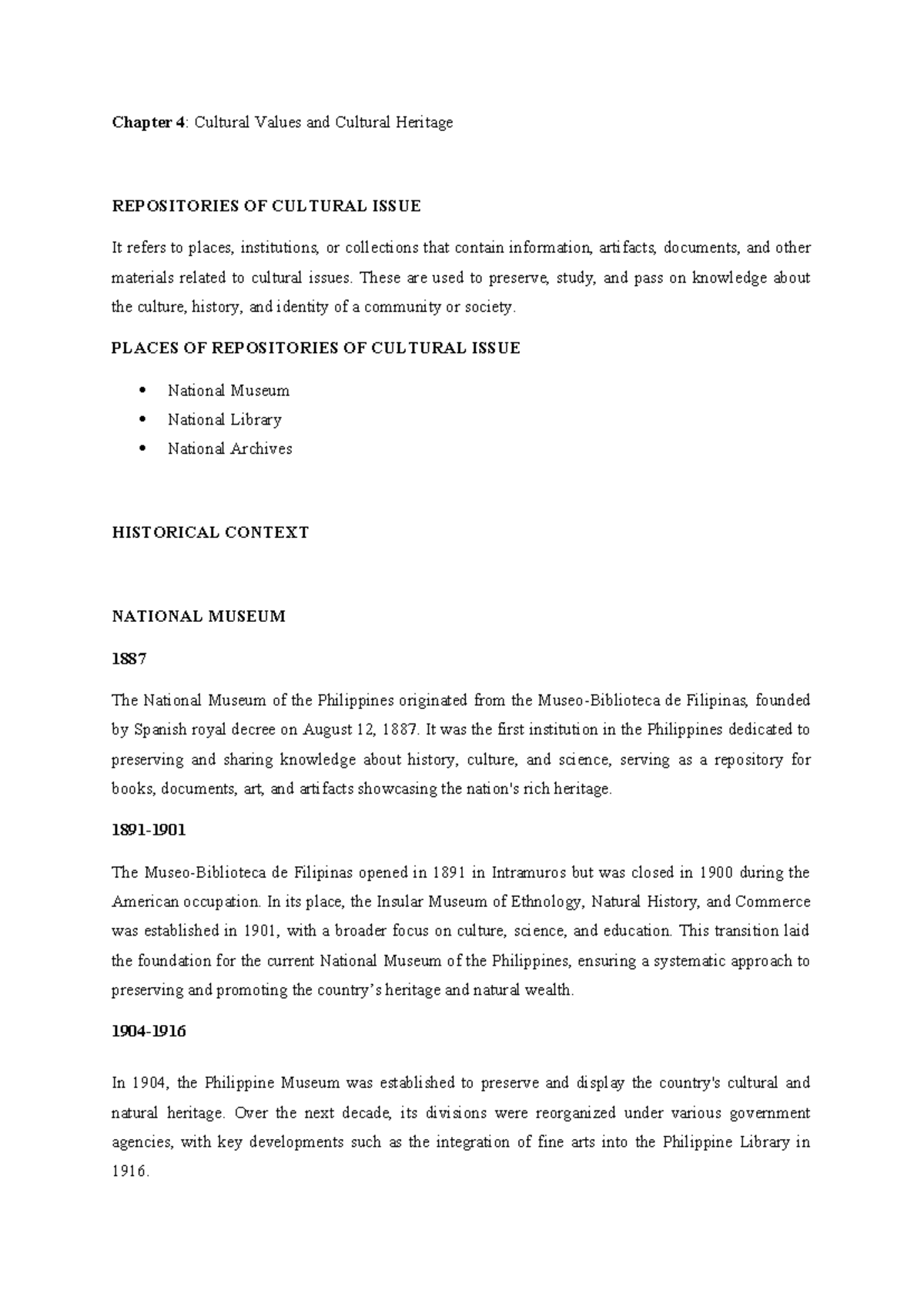 Chapter 4: Cultural Values & Heritage - Repositories of Cultural Issues ...