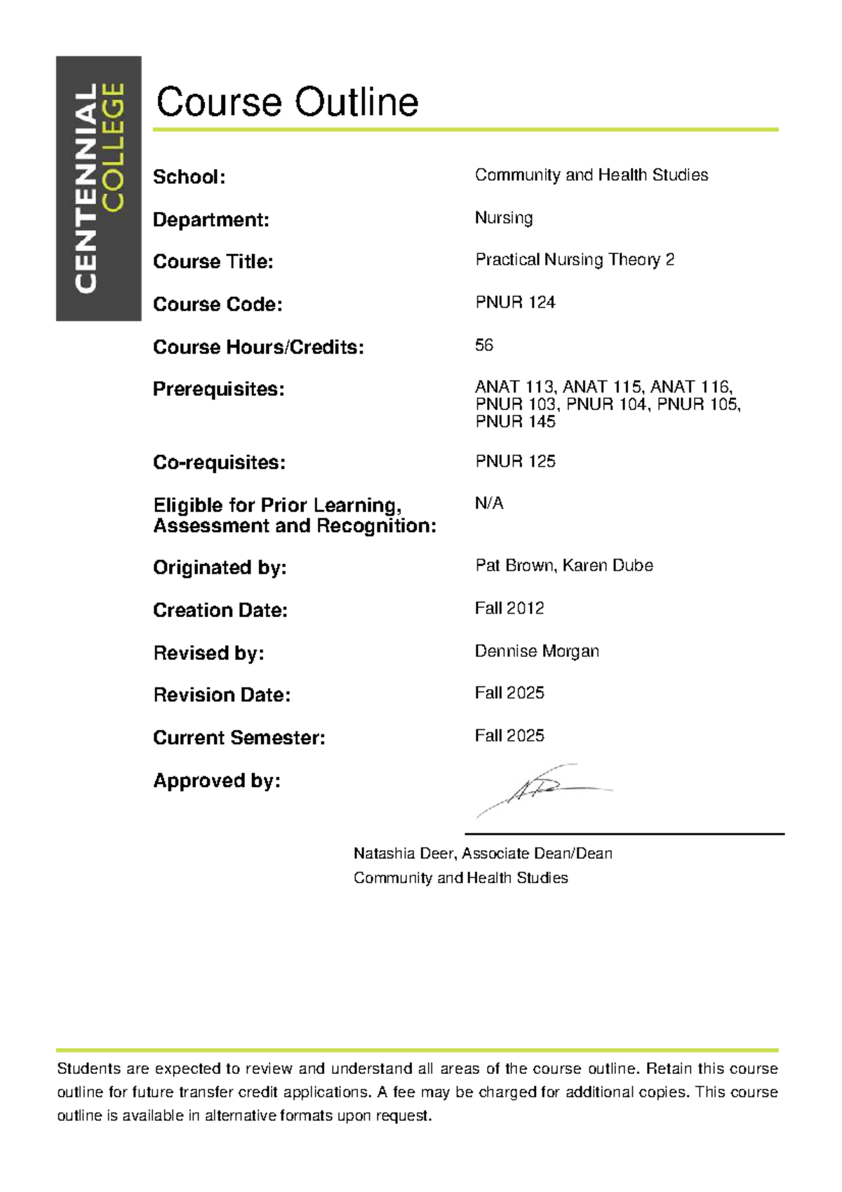 Practical Nursing Theory 2 Course Outline - PNUR 124 - Studocu