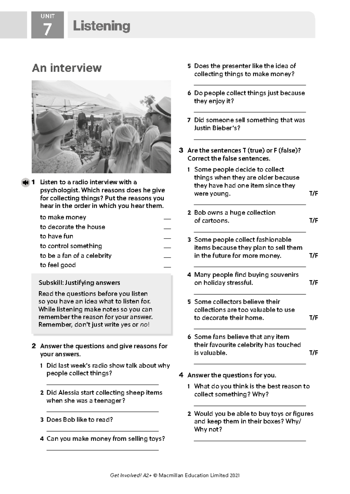 GI A2PLUS U7 Listening - ingles colegio - Get Involved! A2+ © Macmillan ...