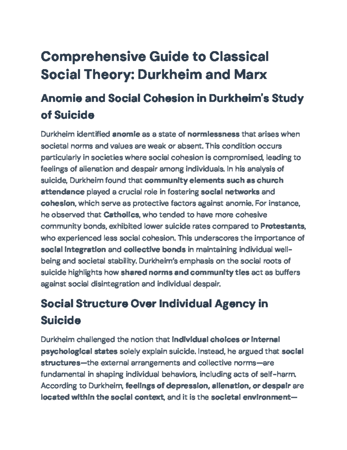 Comprehensive Guide to Classical Social Theory: Durkheim & Marx ...