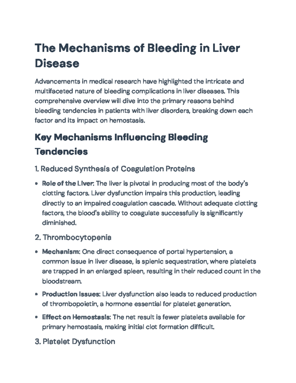 Mechanisms of Bleeding in Liver Disease: Insights and Implications ...