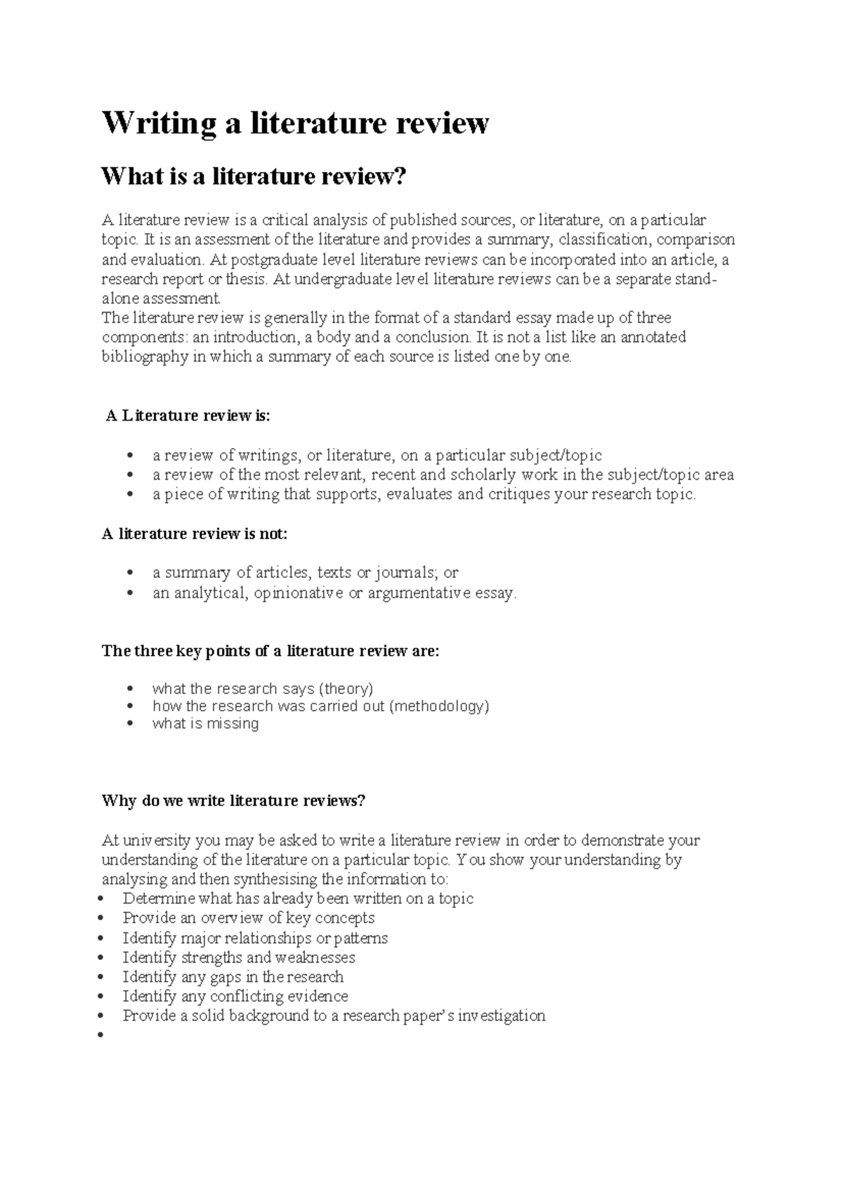 Literature Review Guide: Key Concepts & Writing Tips for Success - Studocu