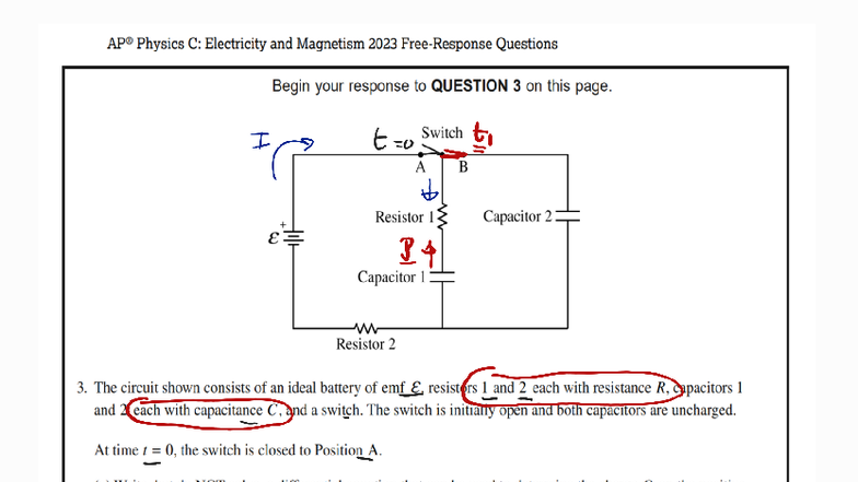 Physics C: Electricity & Magnetism 2023 HW Circuits 2 AP Style Questions - Studocu